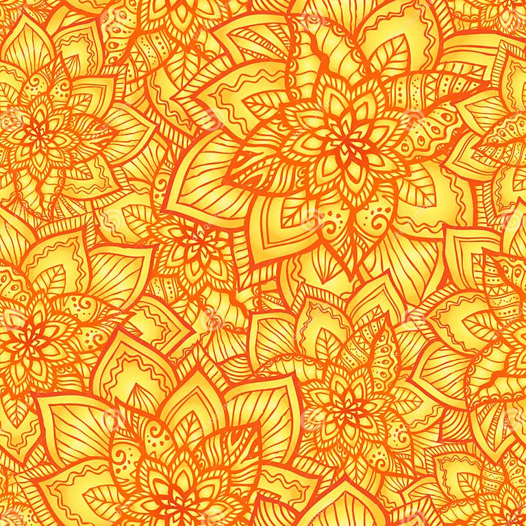 Bright Orange Floral Seamless Pattern Stock Vector - Illustration of ...