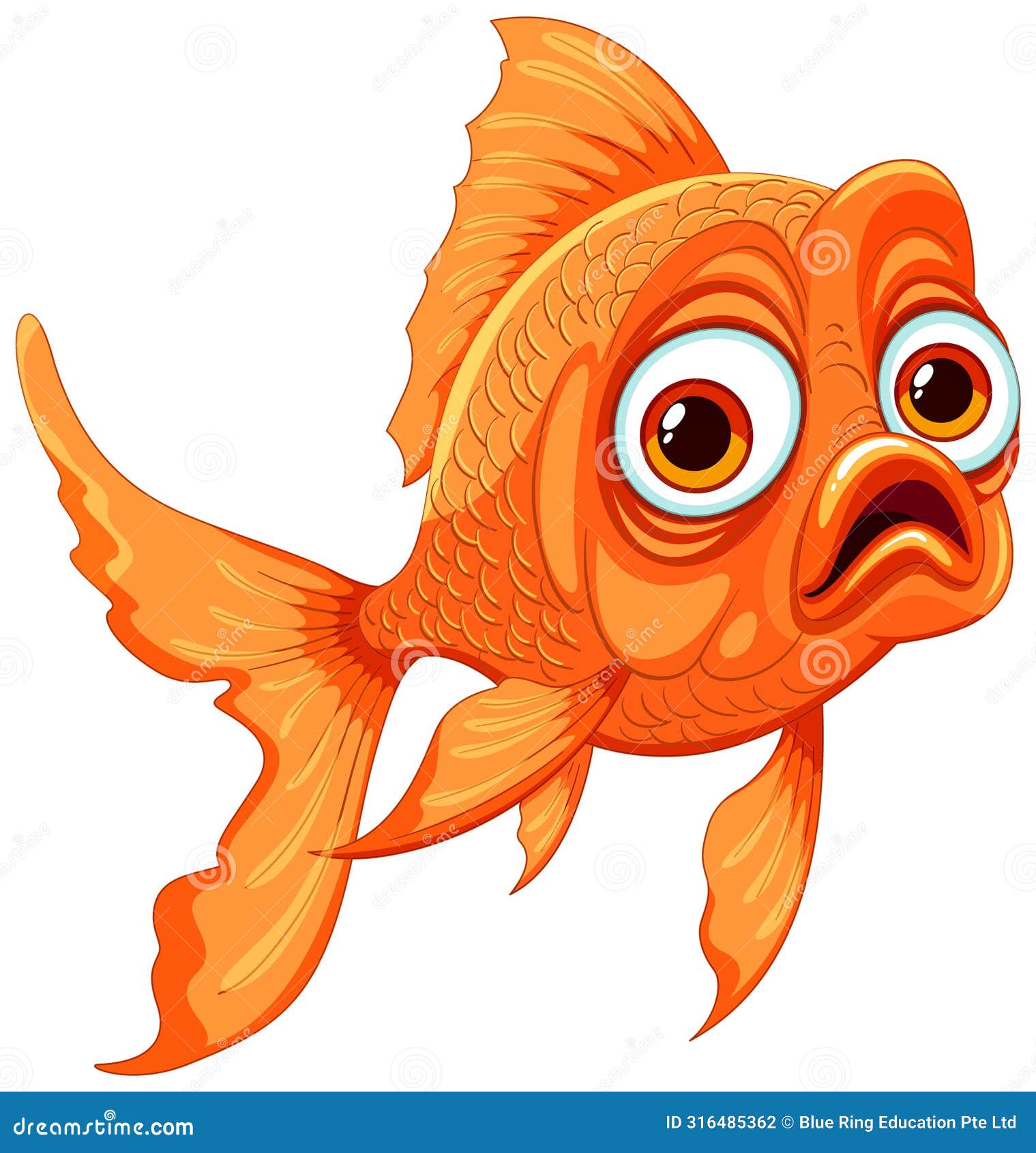 Orange Goldfish with Big, Sad Eyes Stock Illustration - Illustration of ...