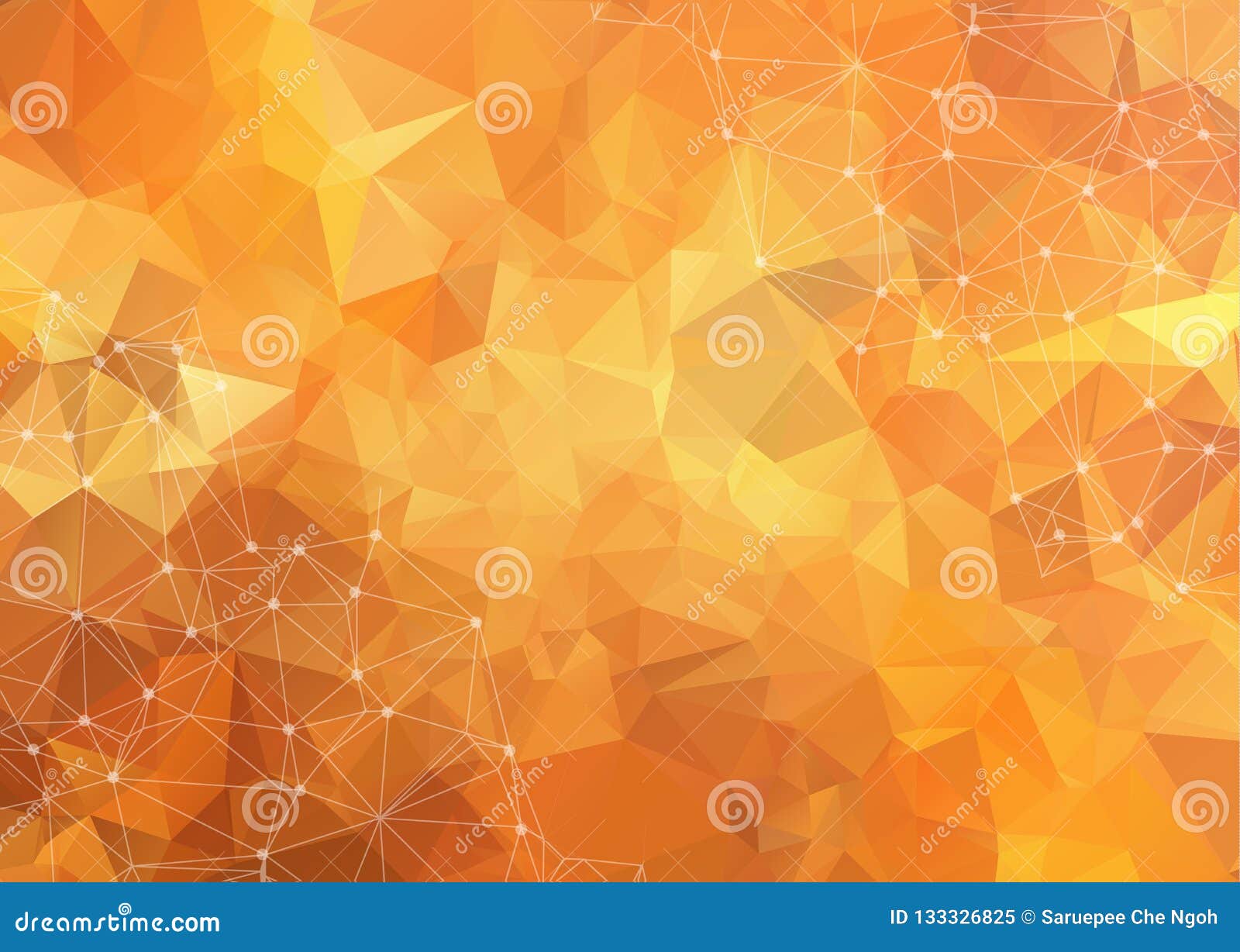 Bright Orange Low Poly Communication Background. Vector Tech Design ...