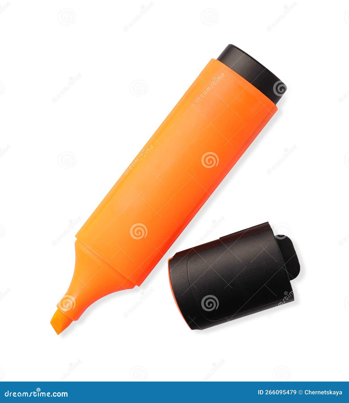 Bright Orange Marker Isolated on White, Top View Stock Image - Image of highlighter, open: 266095479