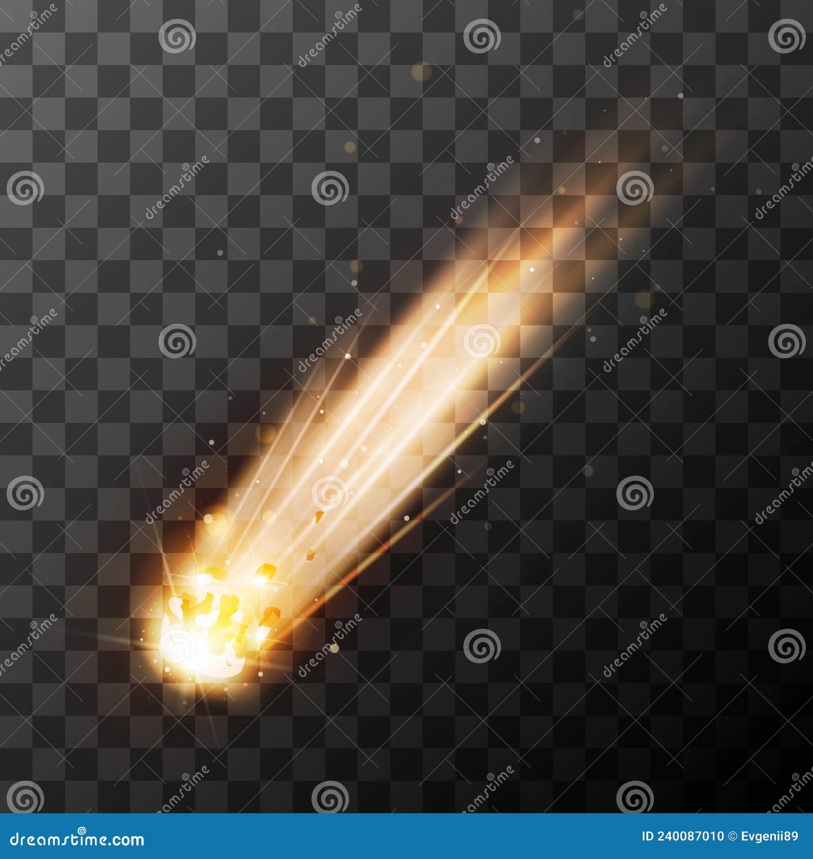 Bright Orange Meteorite on Fire, Meteor Explosion on Transparent ...