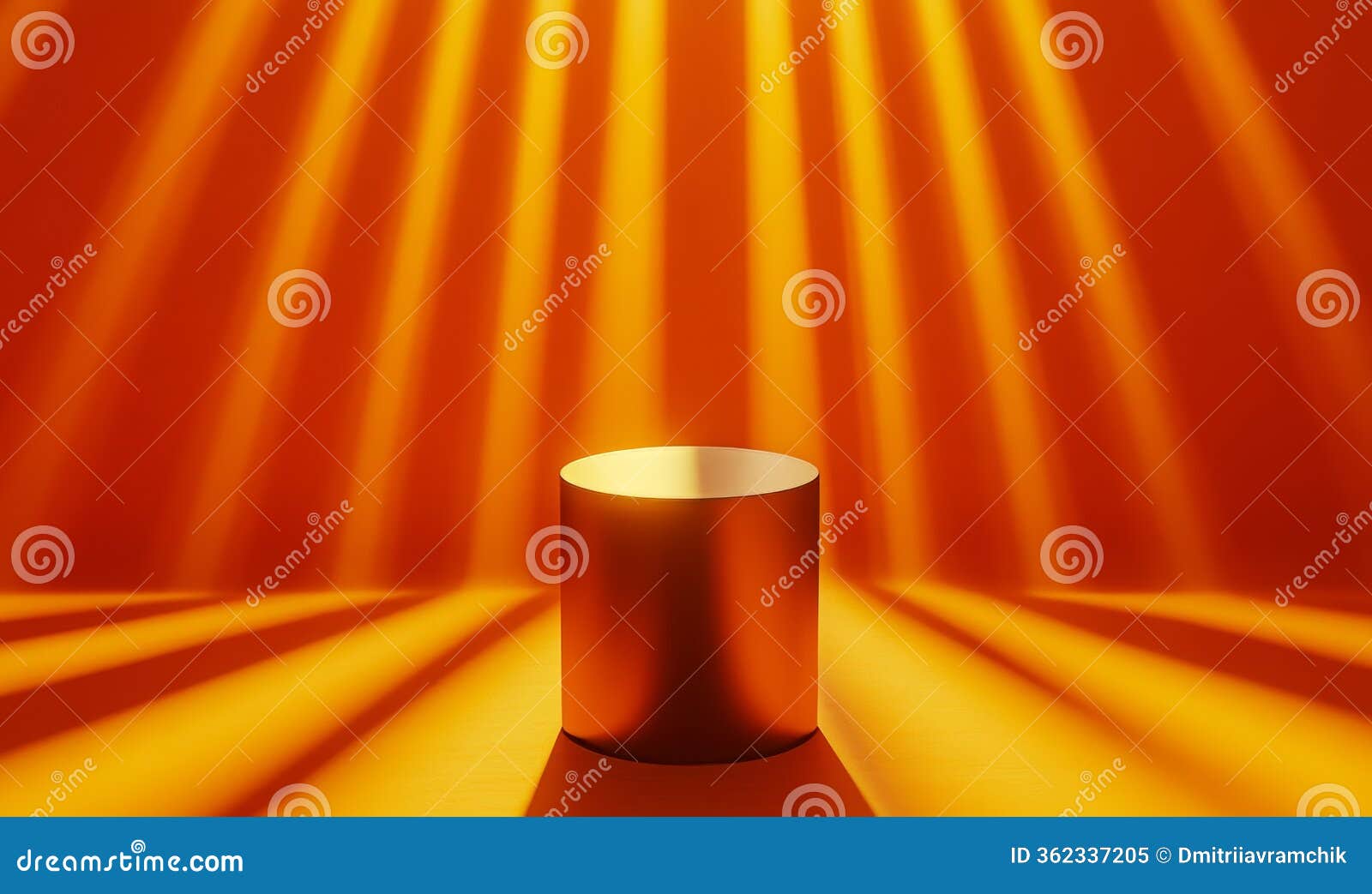Bright Orange Pillars Encircle a Shiny Cylinder Stock Image - Image of ...