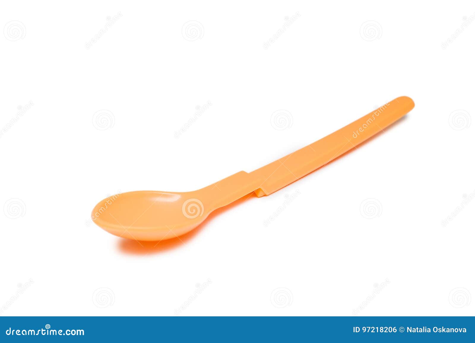 Bright Orange Plastic Baby Spoon Isolated Stock Photo - Image of ...