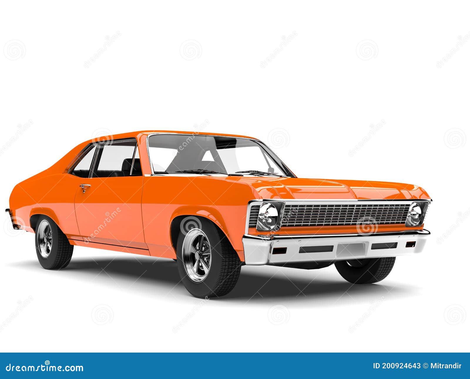 Bright Orange Restored Vintage Muscle Car Stock Illustration ...