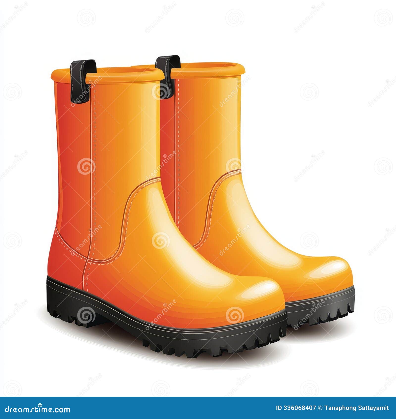 Bright Orange Rubber Boots on White Background Clipart Stock ...