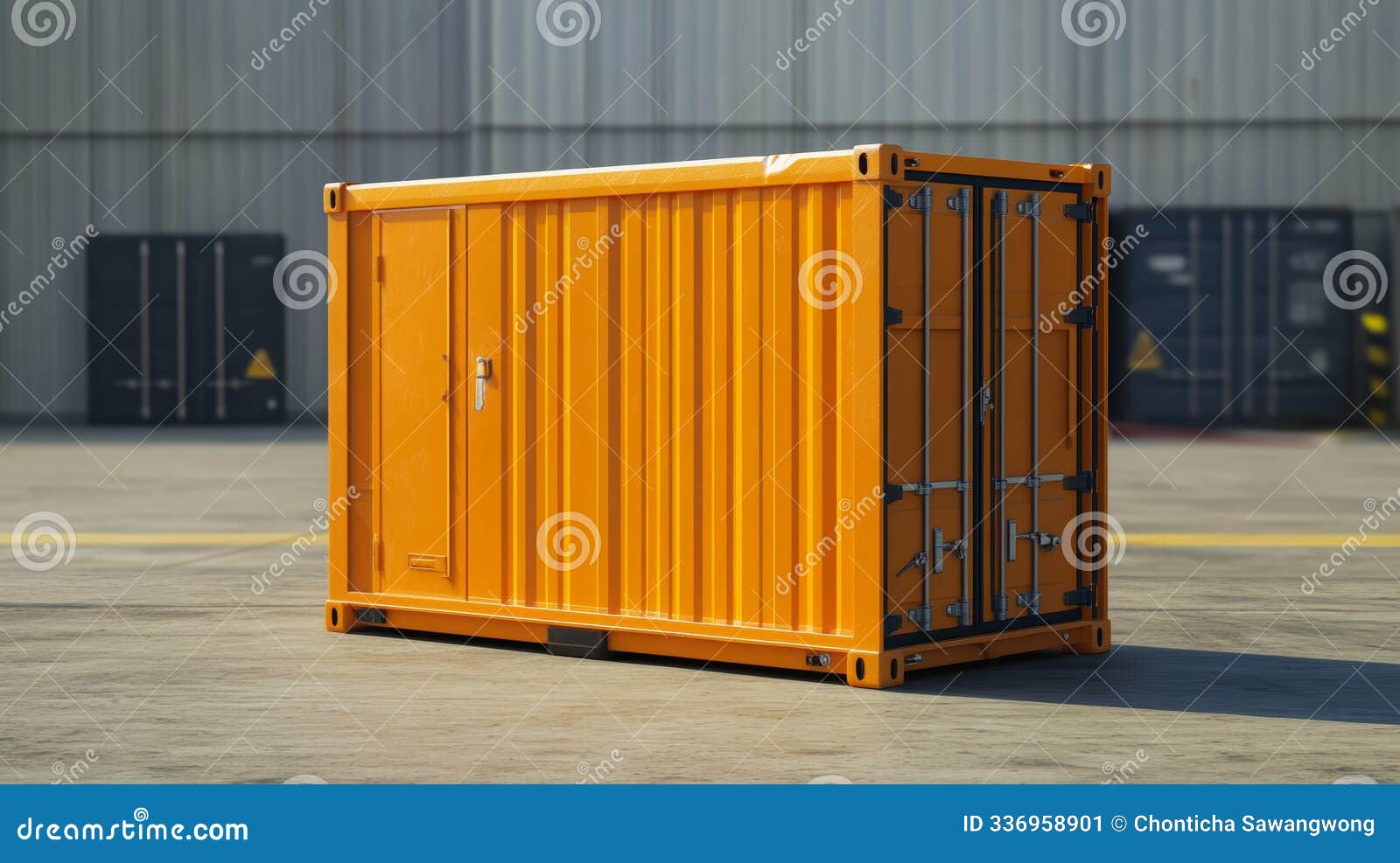 Bright Orange Shipping Container Positioned on a Loading Dock, Ideal ...