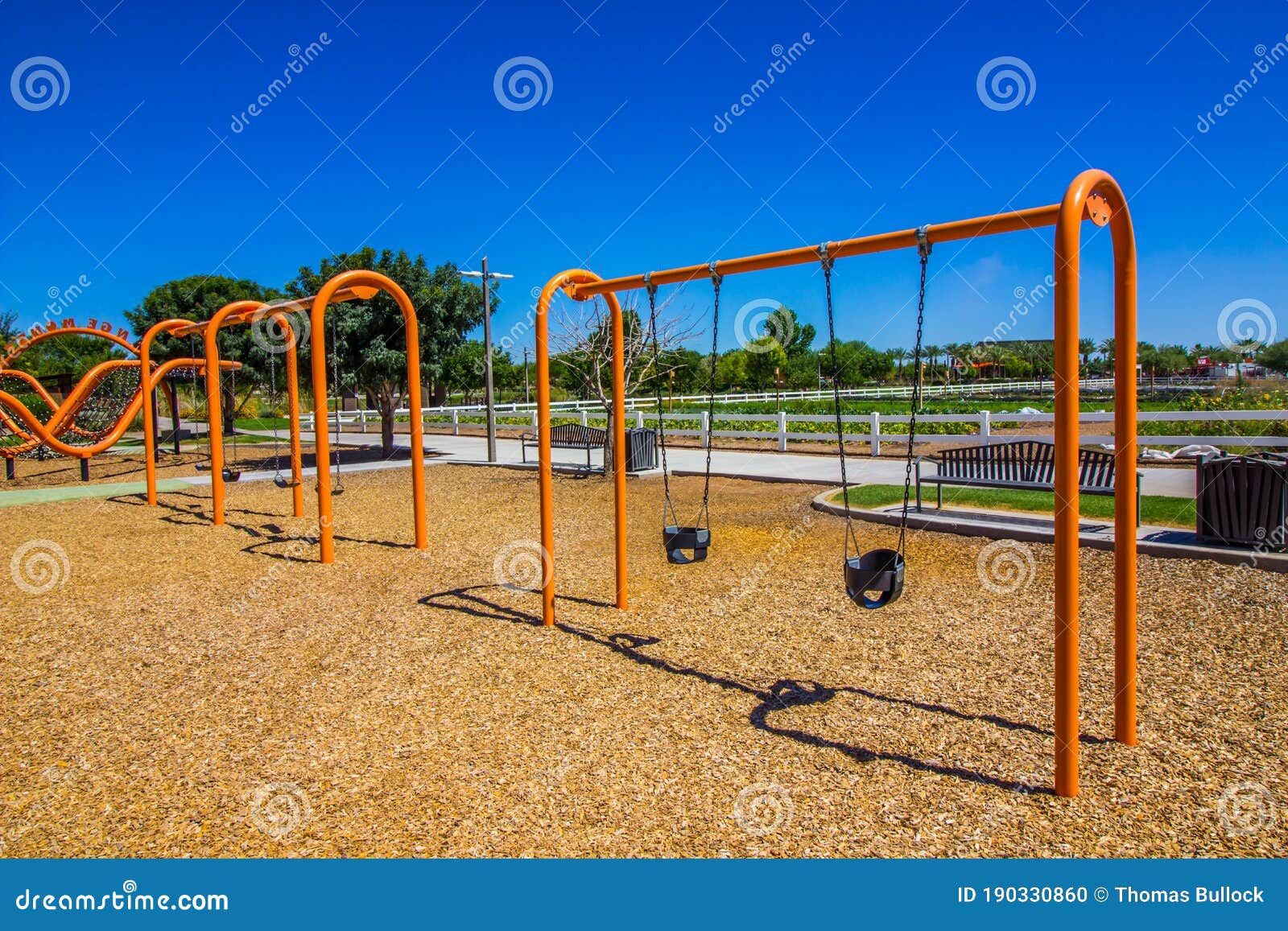 Bright Orange Swing Sets at Public Park Stock Photo - Image of outdoors ...