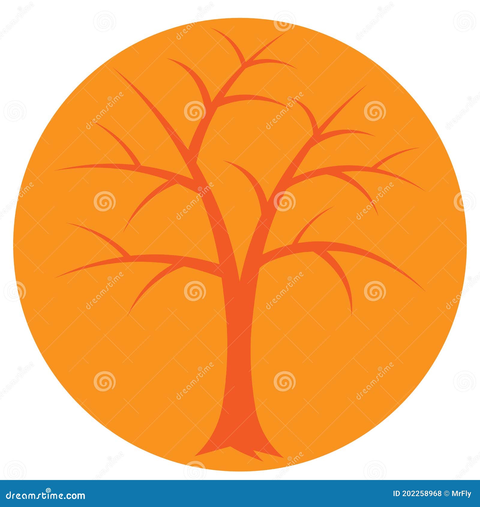 Bright Orange Tree Silhouette Sticker, Vector Illustration Stock Vector ...