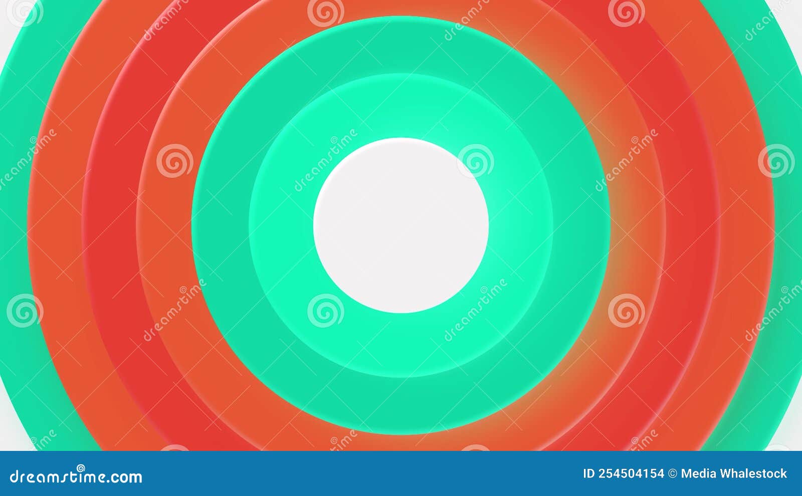 Bright Orange and Turquoise Concentric 3D Rings. Motion. Pulsating ...