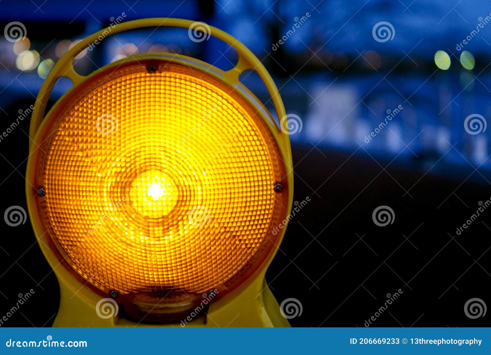 Bright Orange Warning Light on a Construction Site Stock Image - Image ...