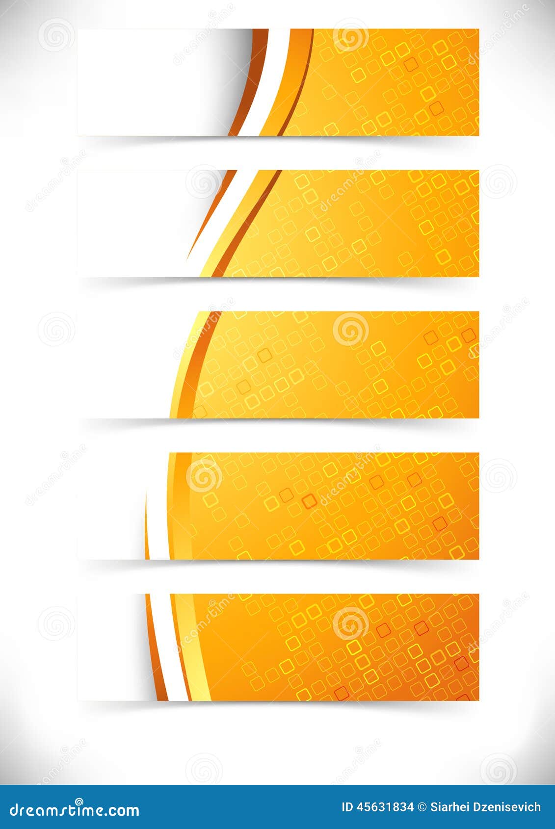 Bright Orange Waves Headers Footers Collection Stock Vector ...