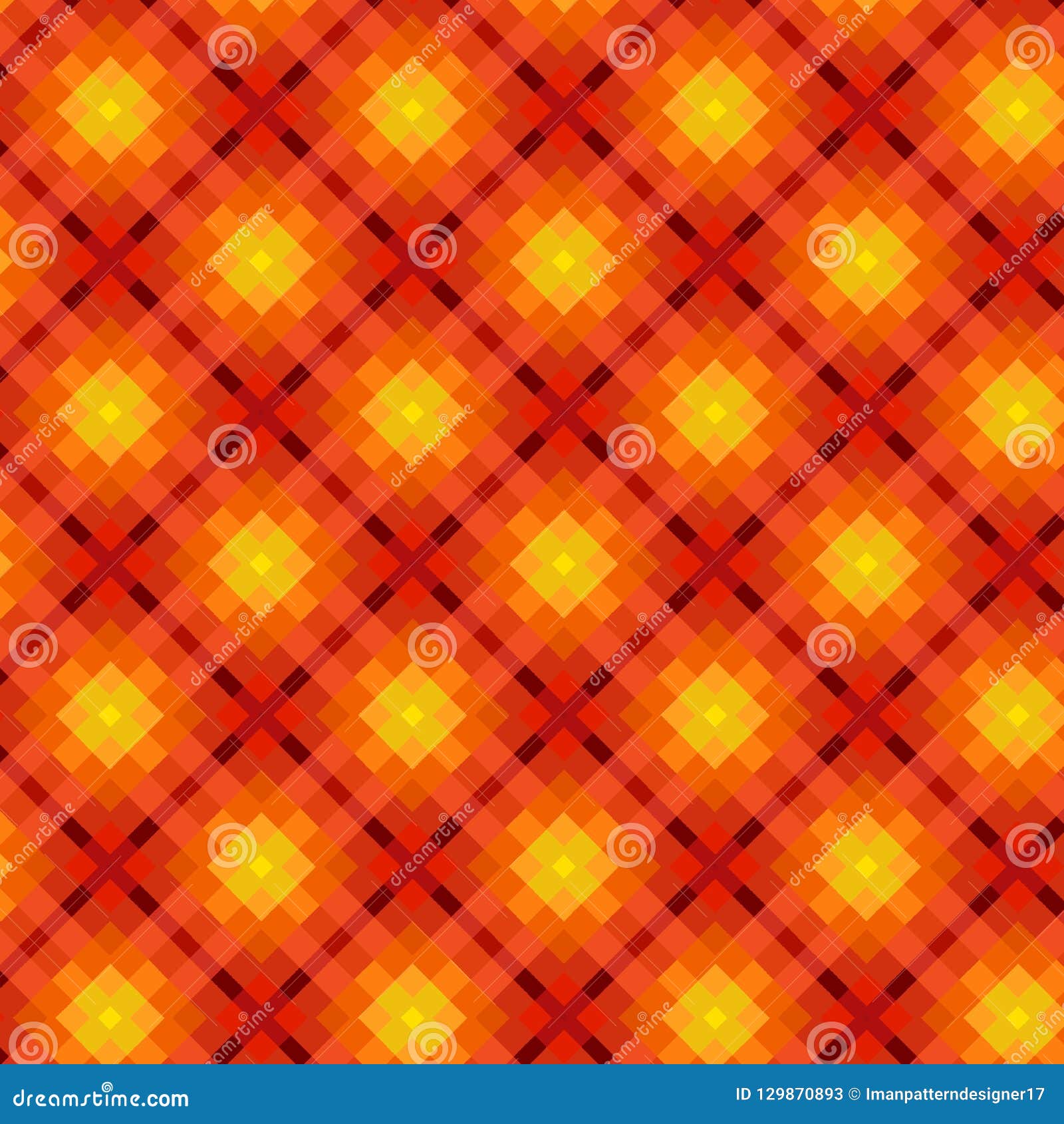Orange and Yellow Seamless Vivid Checkered Pattern Stock Vector ...