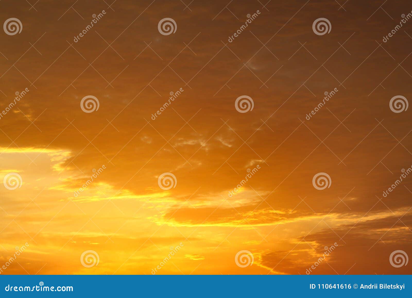 Bright Orange and Yellow Colors of Sunset Sky with Thick Clouds. Stock ...