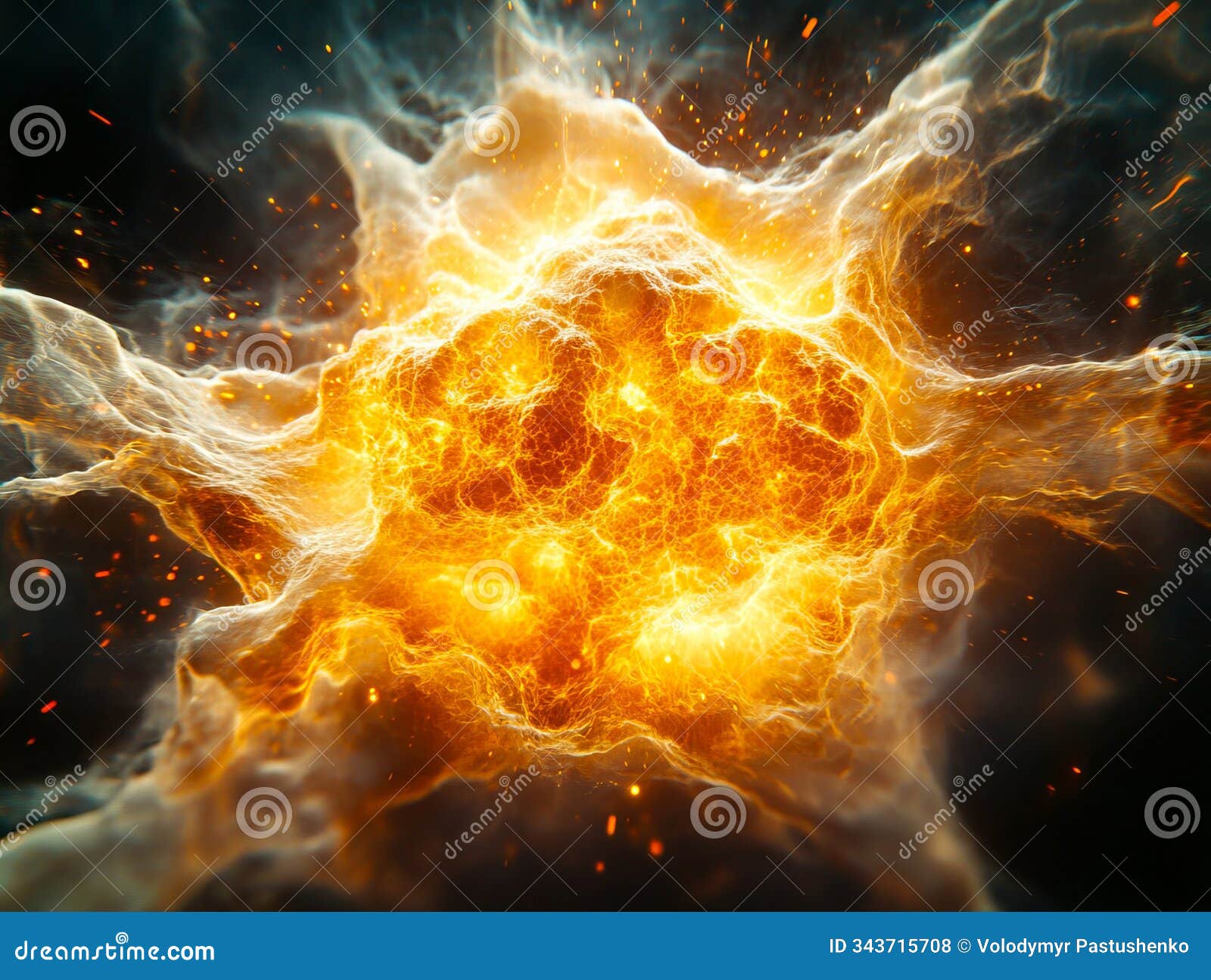 A Bright Orange and Yellow Explosion of Fire and Sparks Stock Photo ...