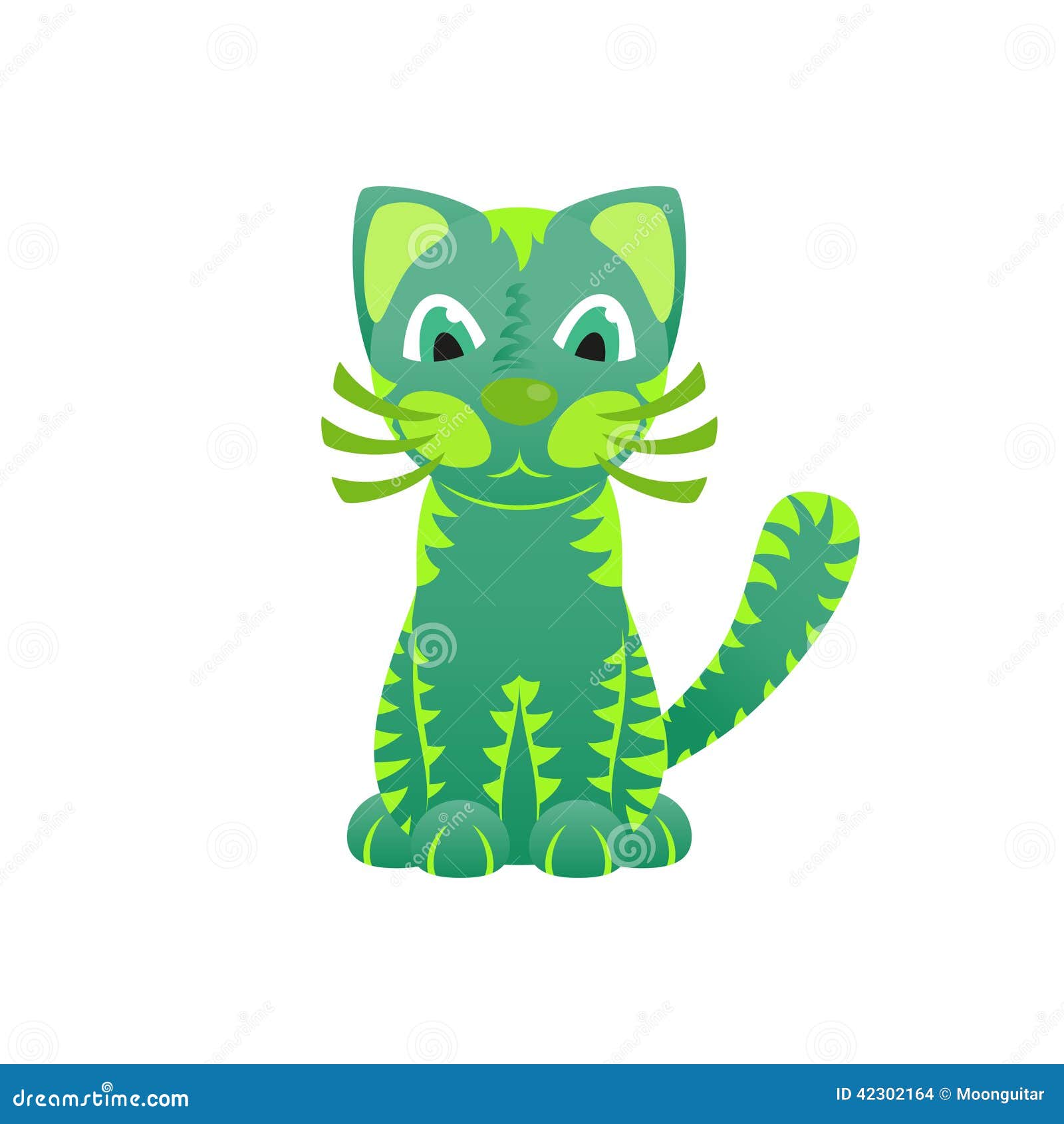 Bright Ornamental Green Cat, Vector Stock Vector - Illustration of ...