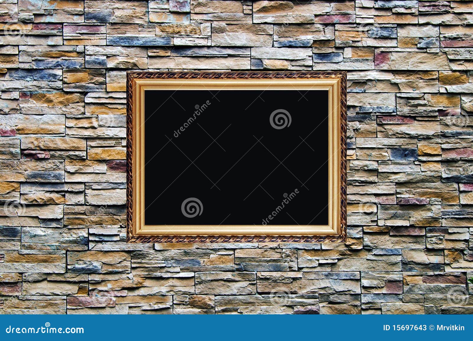 Bright Ornamental Stone Wall with Frame Stock Image - Image of ...