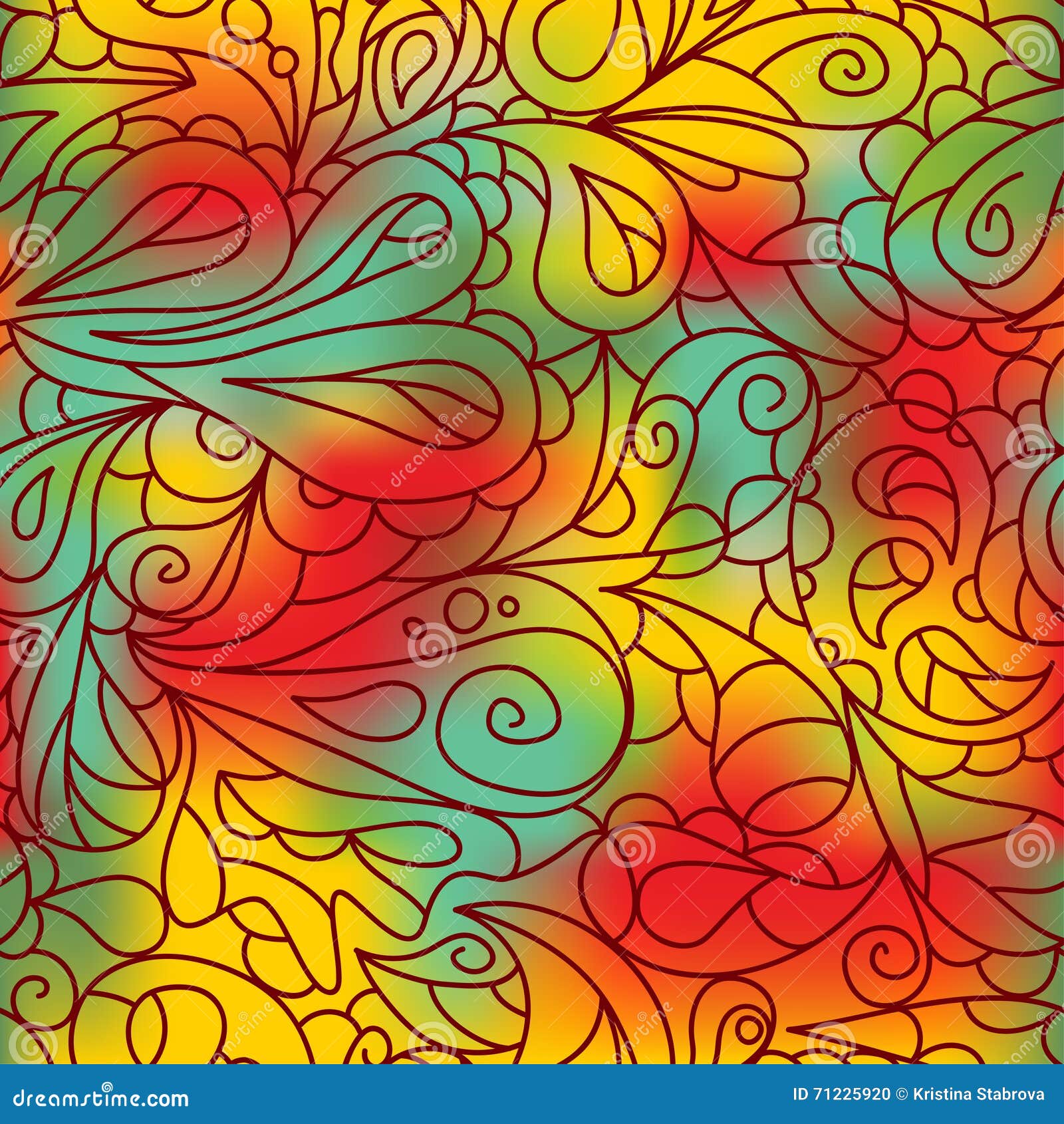 Bright Ornate Pattern Warm Tones Seamless Pattern Stock Illustrations ...