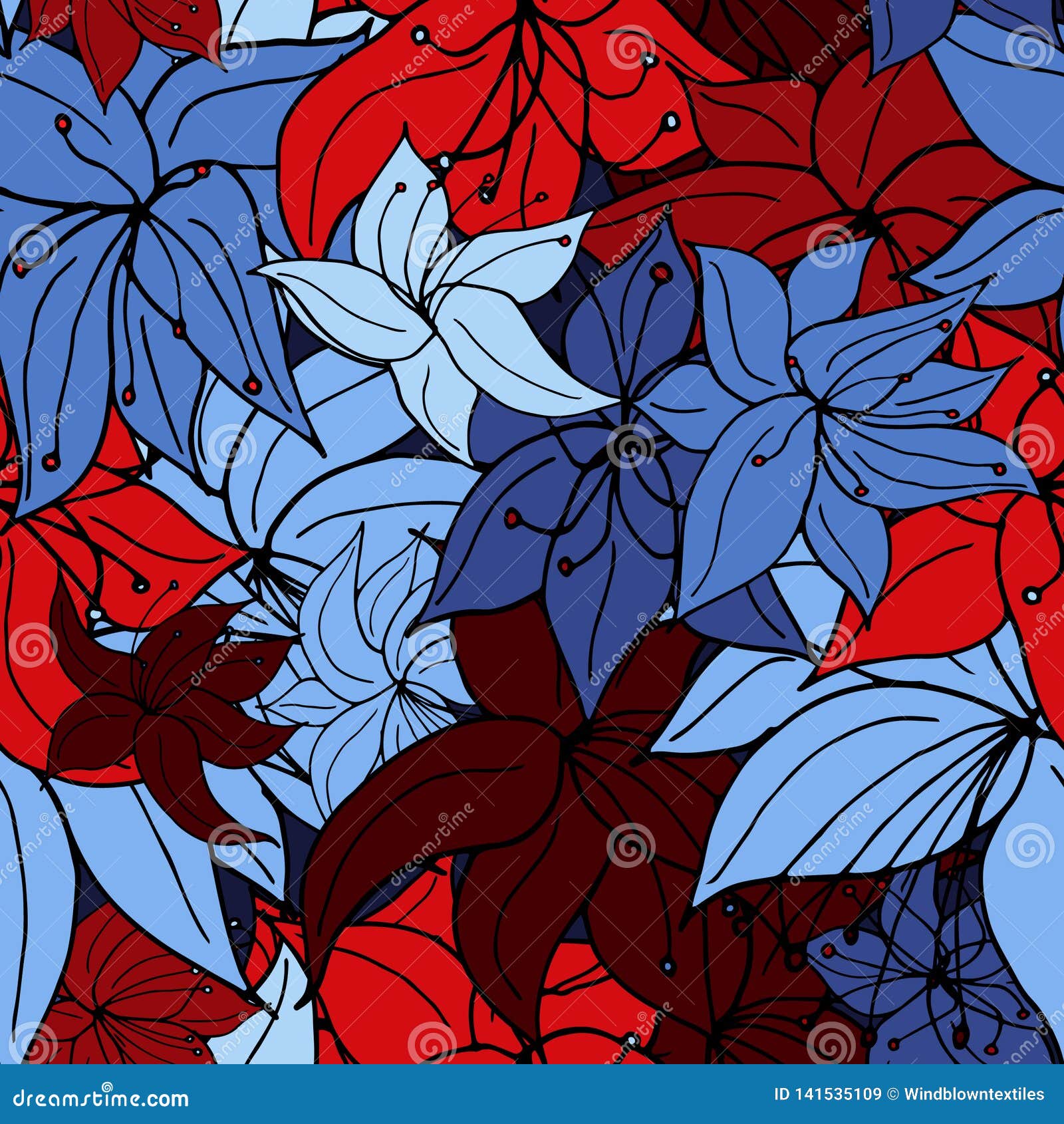 Bright Otherworldly Flower Mix. Stock Illustration - Illustration of ...