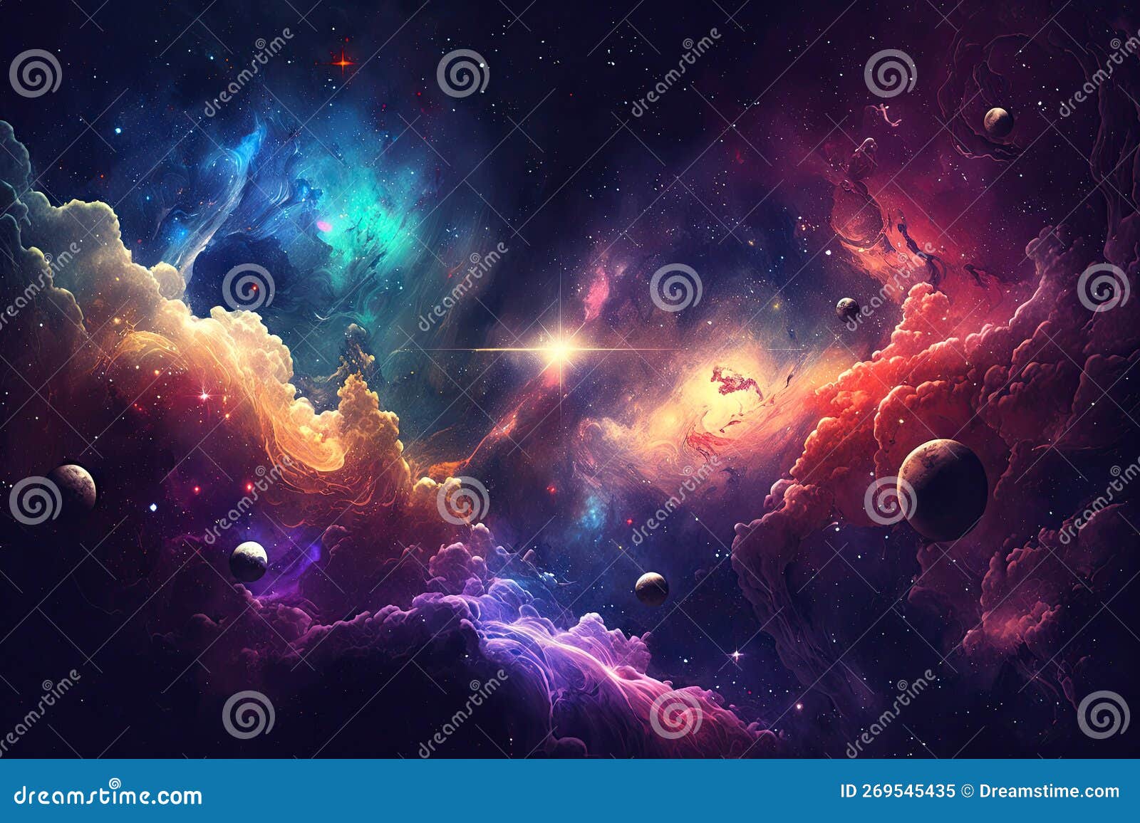 Bright Outer Space with Stars, Constellations, Galaxies. Generative AI ...