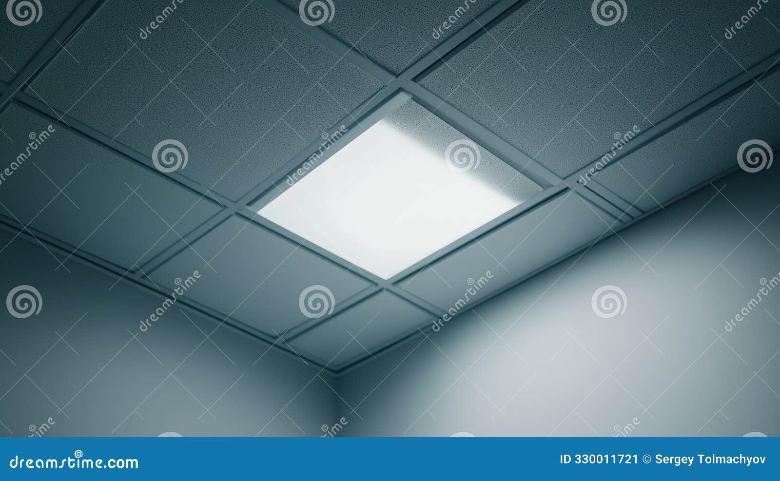 Bright Overhead Light Illuminating a Simple, Modern Room with Plain ...