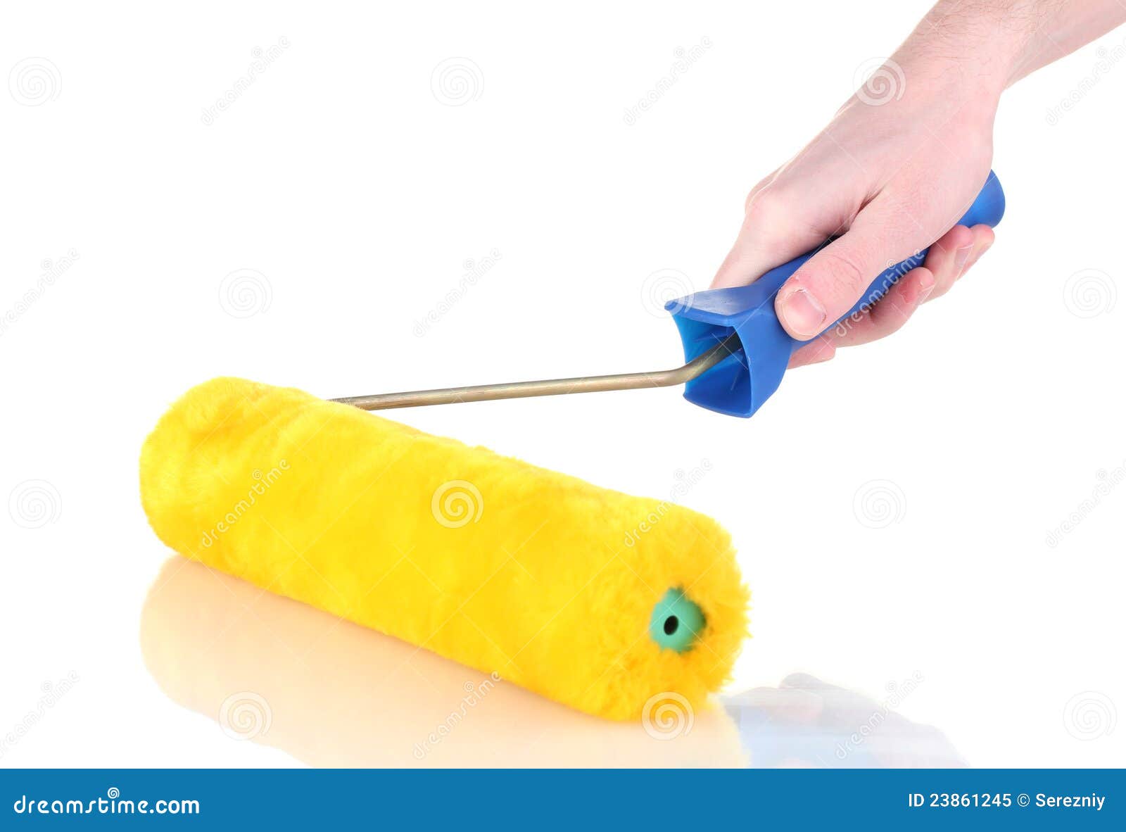 Bright Paint Roller in Hand Stock Image - Image of clean, indoor: 23861245