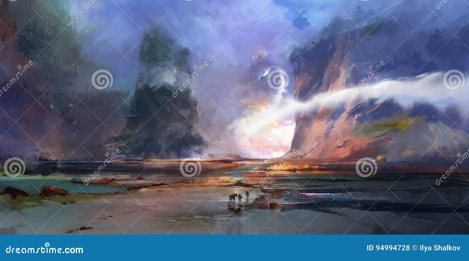 Bright Painted Fantastic Landscape of the Future Stock Illustration ...