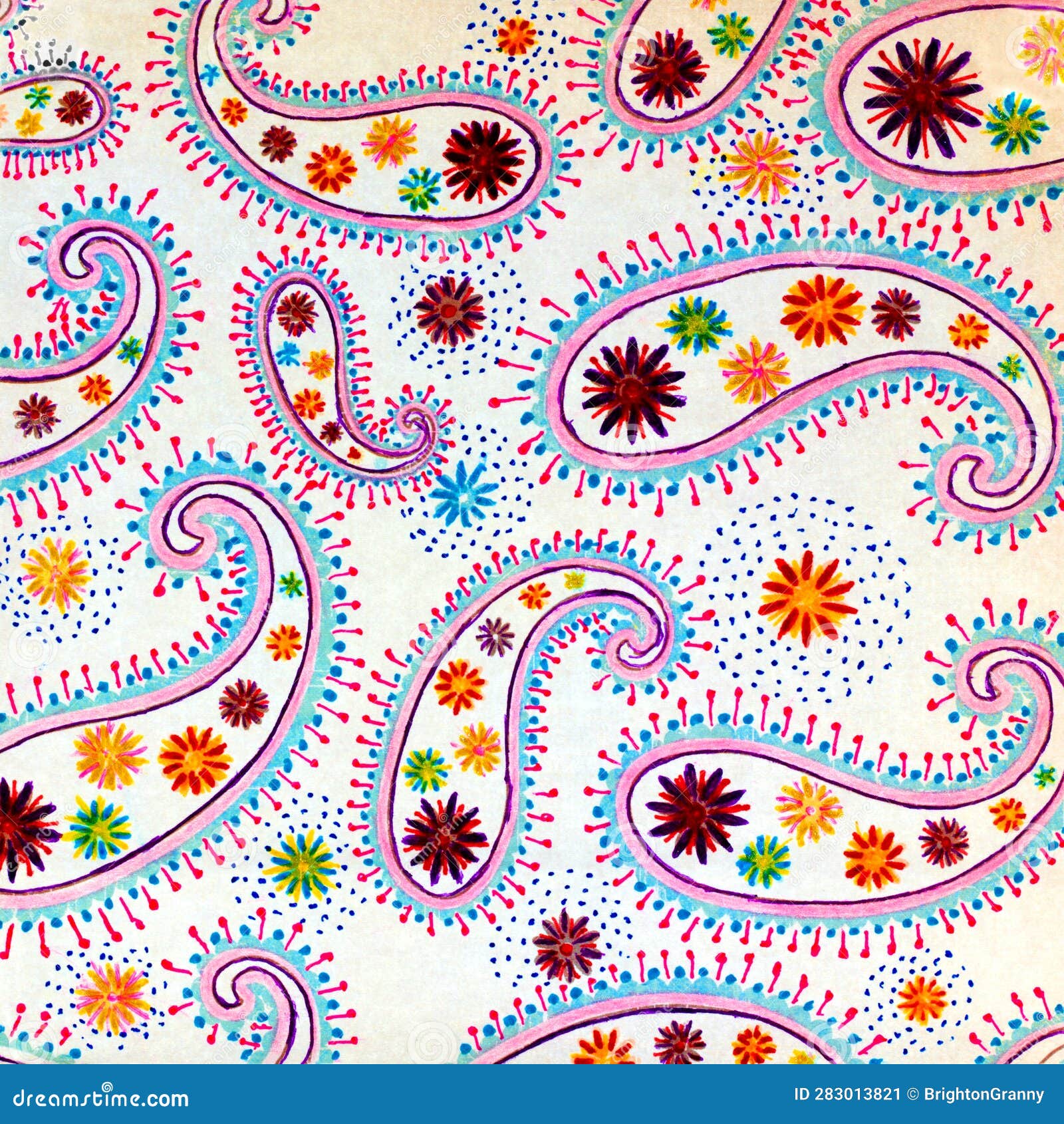 A Bright Paisley Background with Flowes . Stock Illustration ...