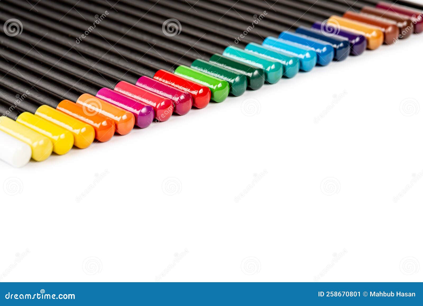 Bright Palette of Colored Pencils on White Stock Image - Image of ...
