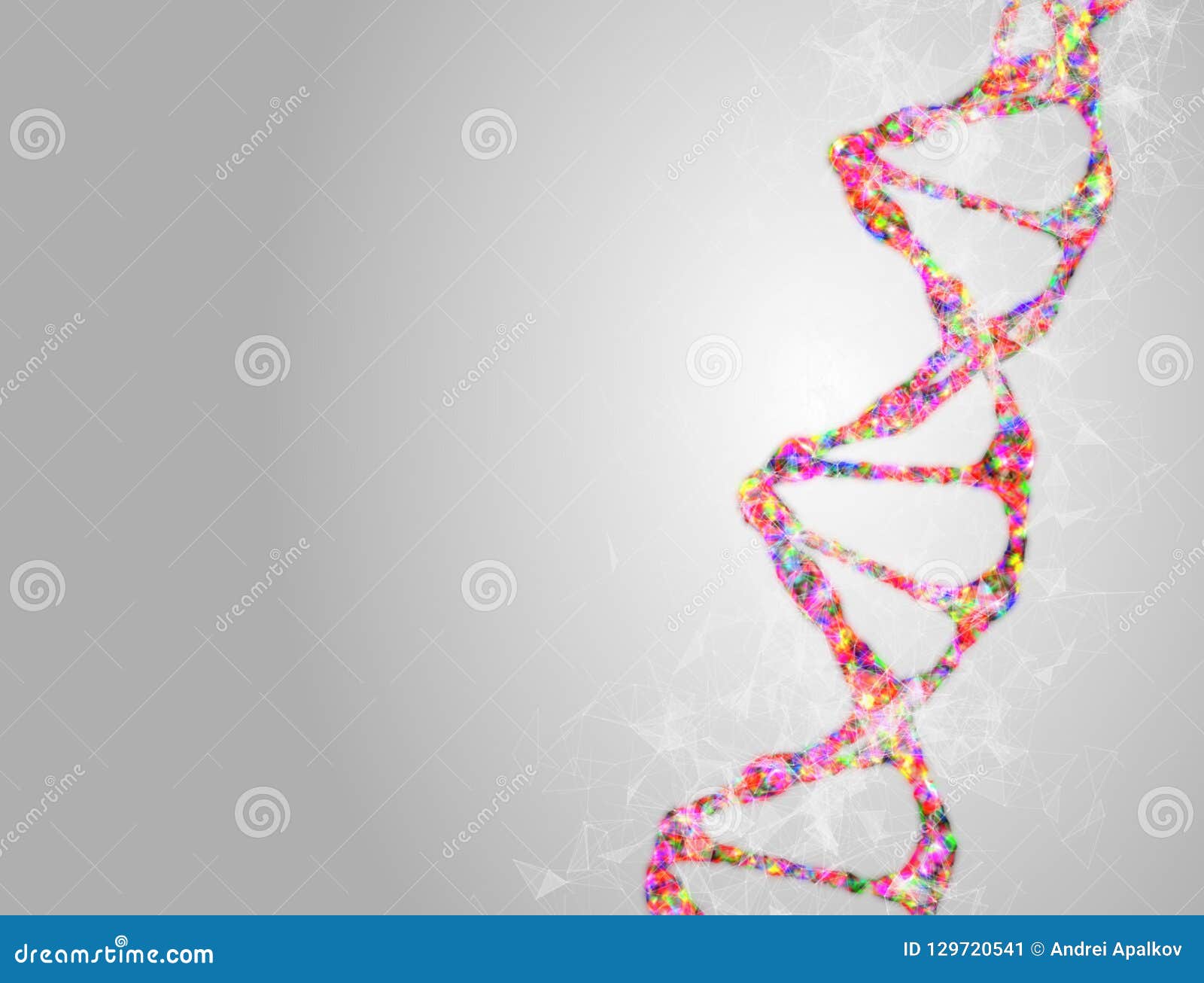 A Bright Particulate 3D Rendered DNA on a Light Bokeh Background. Stock ...