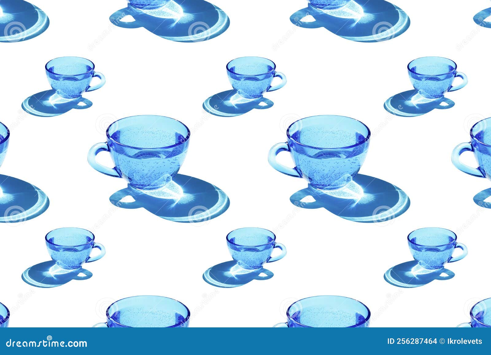 Bright Pattern Made with Blue Glass of Water with Sharp Strong Shadow ...