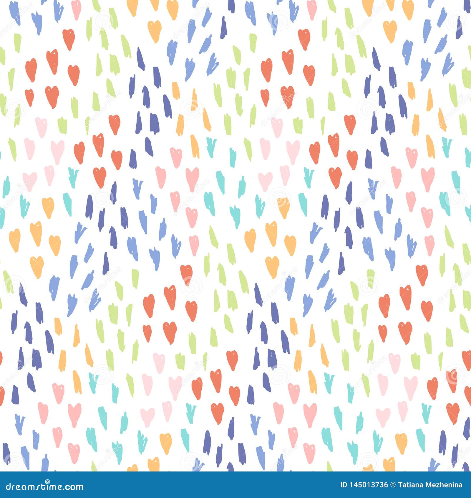 Bright Pattern with Mess of Hearts and Dots Stock Vector - Illustration ...