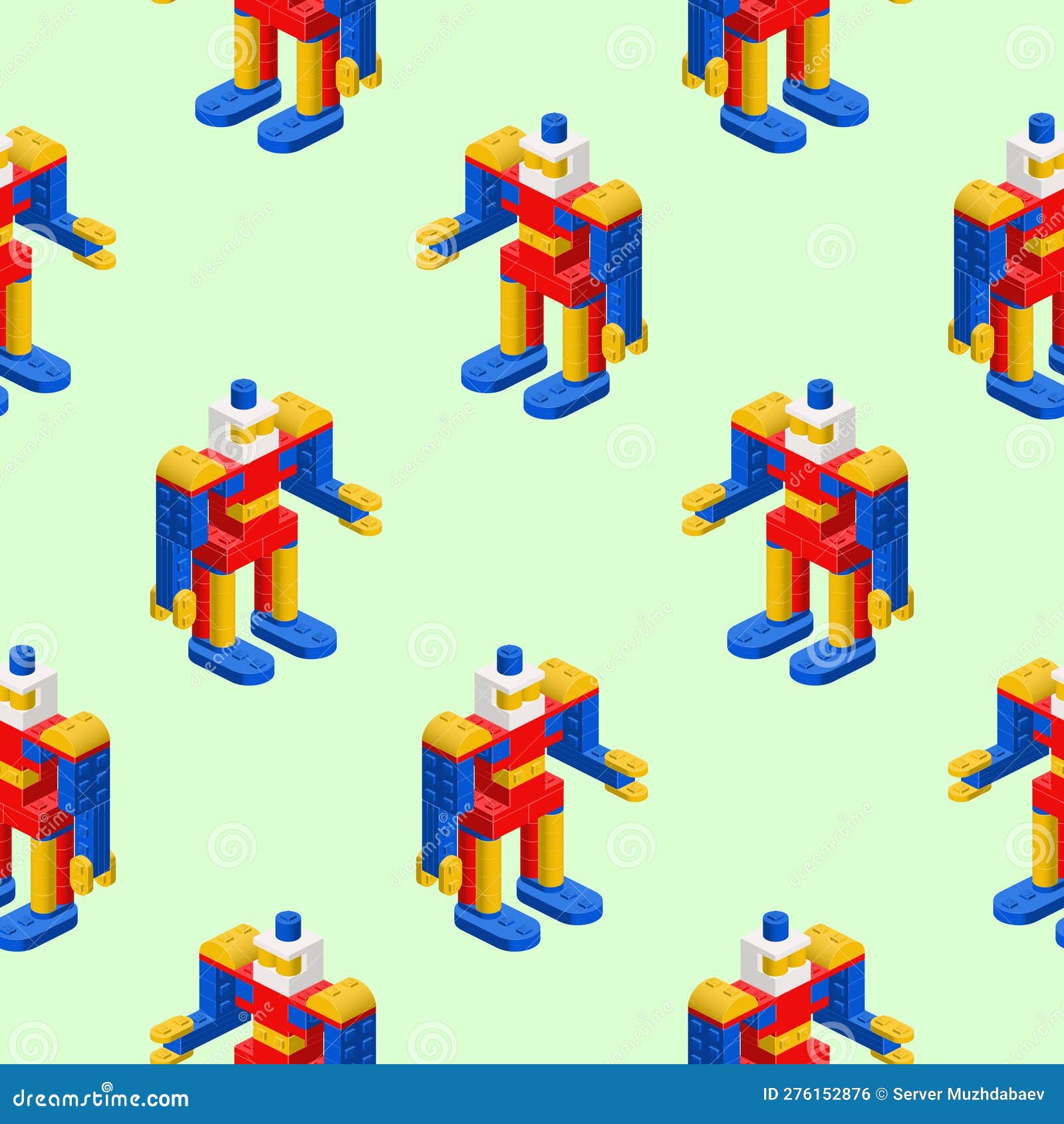 Bright Pattern of Robots Assembled from Plastic Blocks in Isometric ...