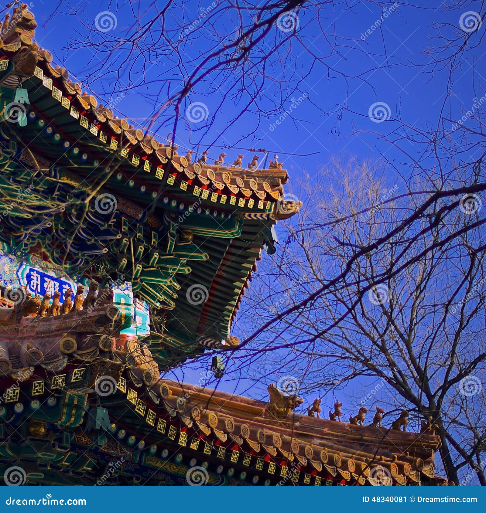 Bright Patterned Roof of the Buddhist Monastery Stock Image - Image of ...