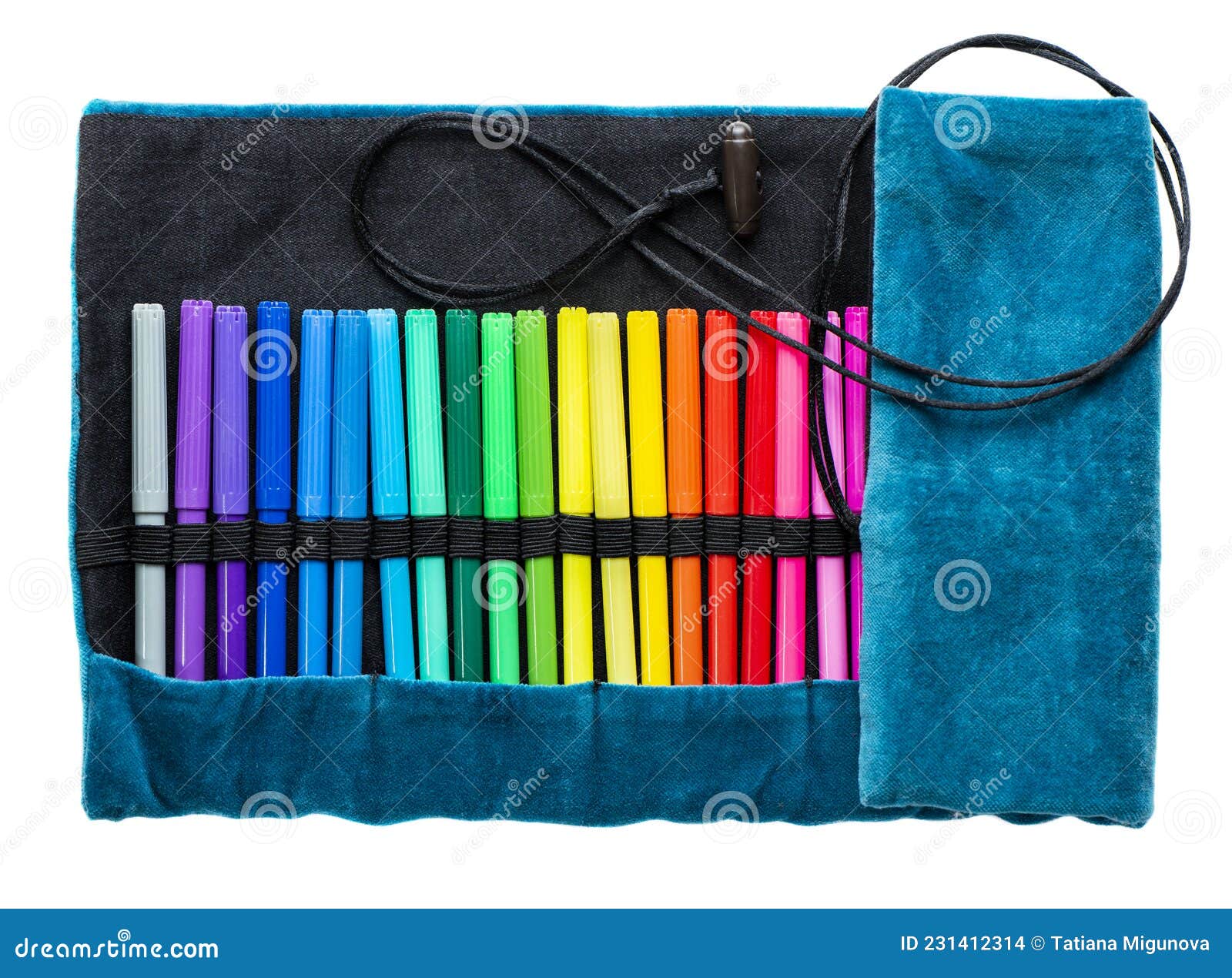 Bright Pencil Case with Colored Pencils Top View. Stock Photo - Image ...