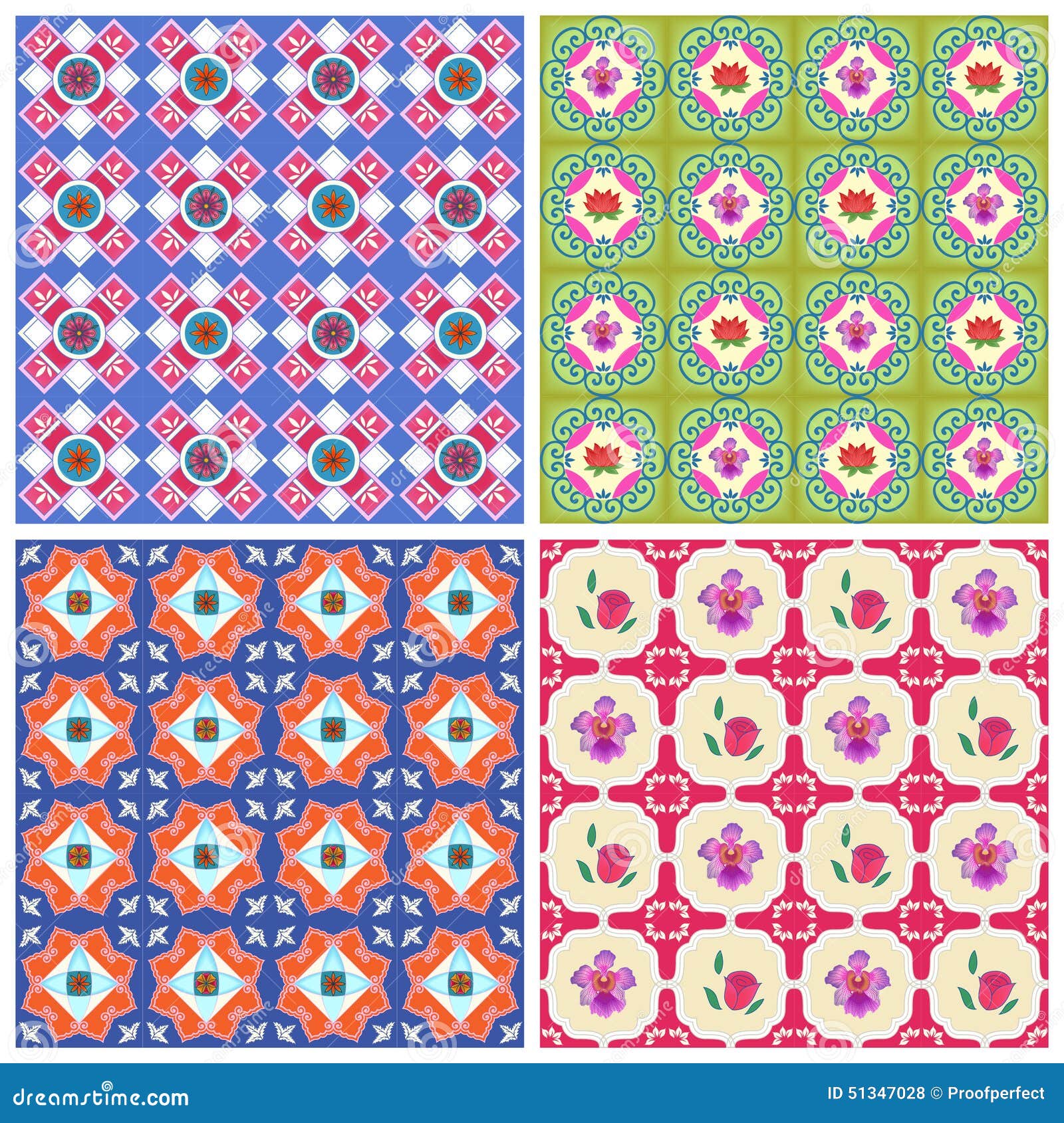 Bright Peranakan Patterns Stock Illustration - Image: 51347028