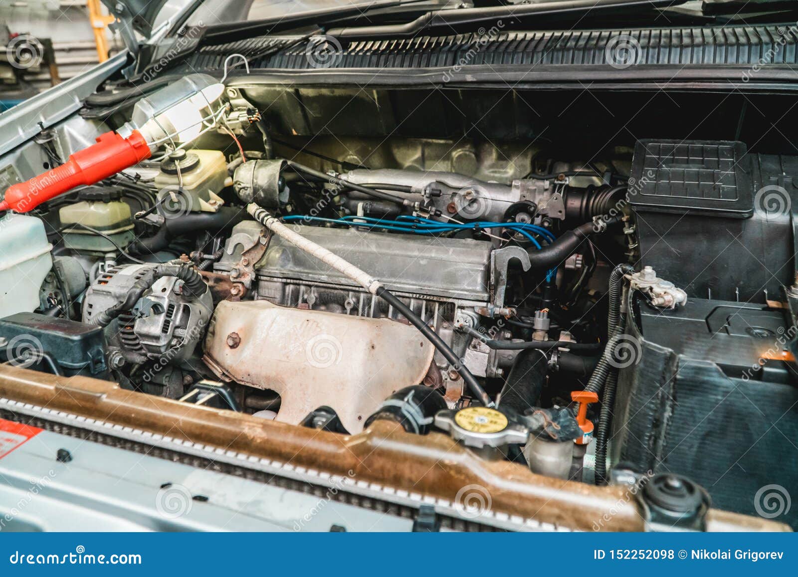 The Bright Photo of an Automobile Motor Compartment Close Up Stock ...