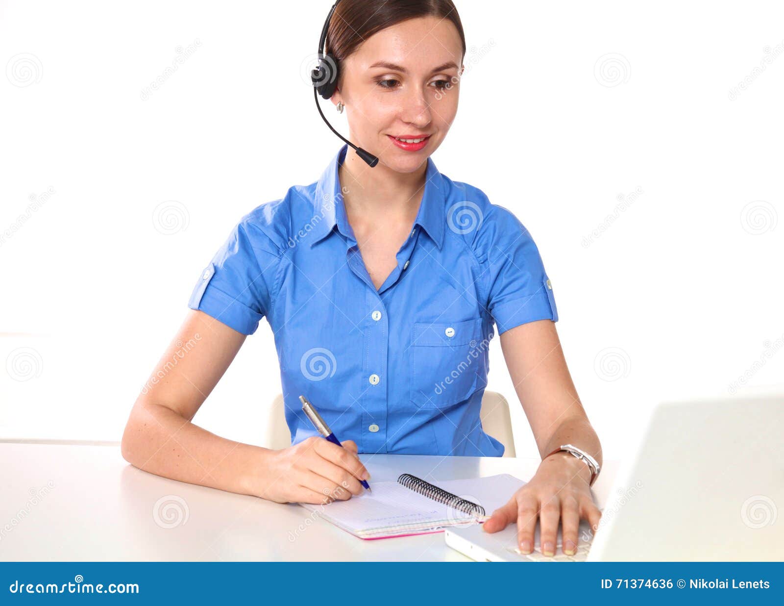 Bright Picture of Friendly Female Helpline Operator Stock Photo - Image ...