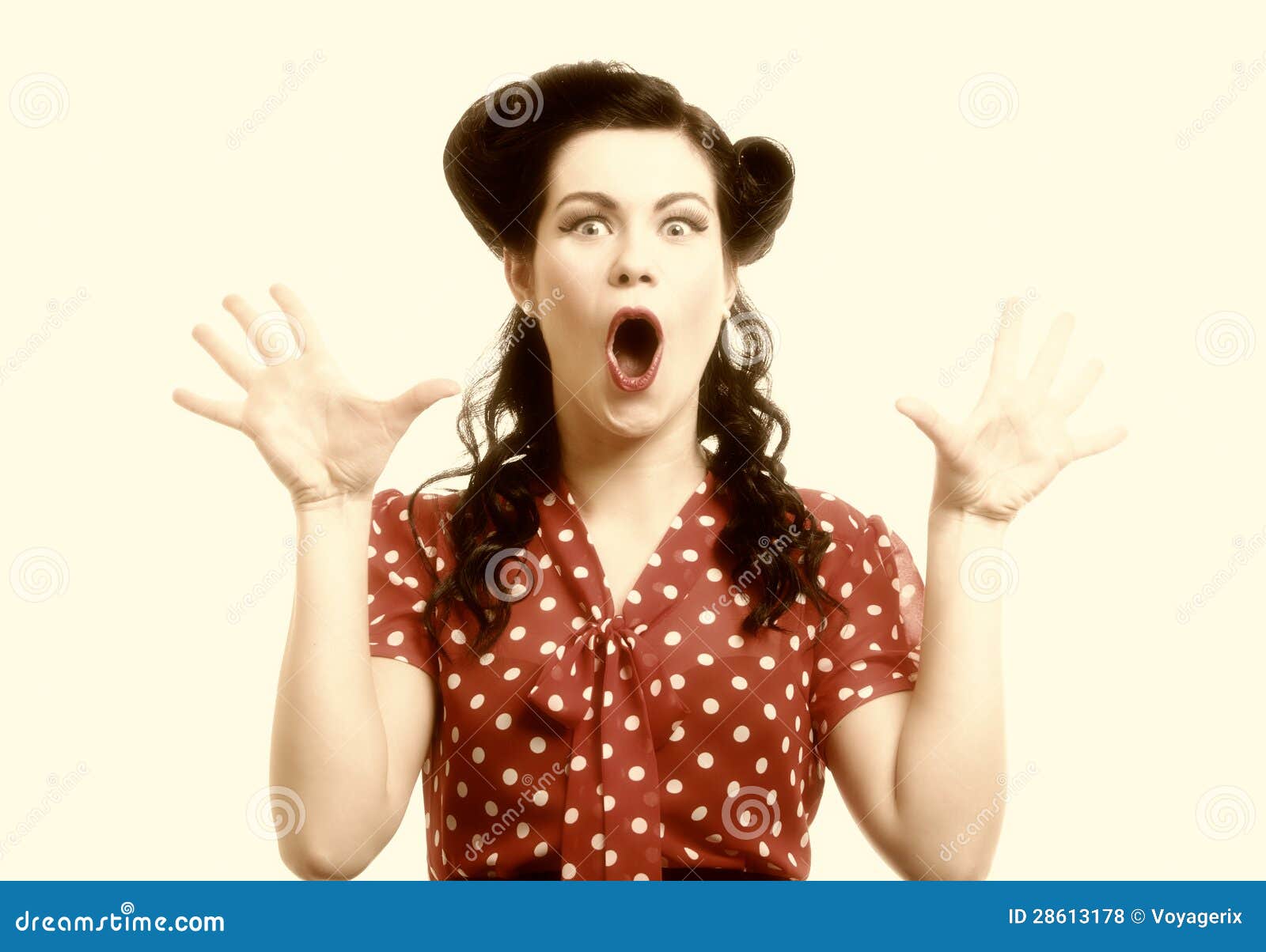 Bright Picture Of Surprised Woman Face Over White Royalty Free Stock ...