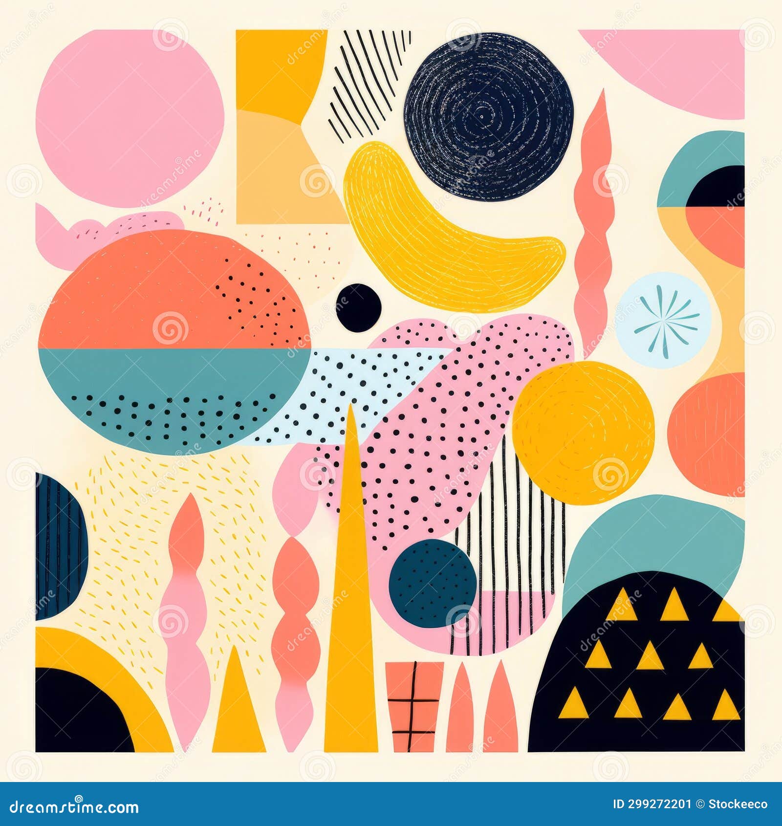 Colorful Abstract Pattern with Textured Illustrations and Bold ...