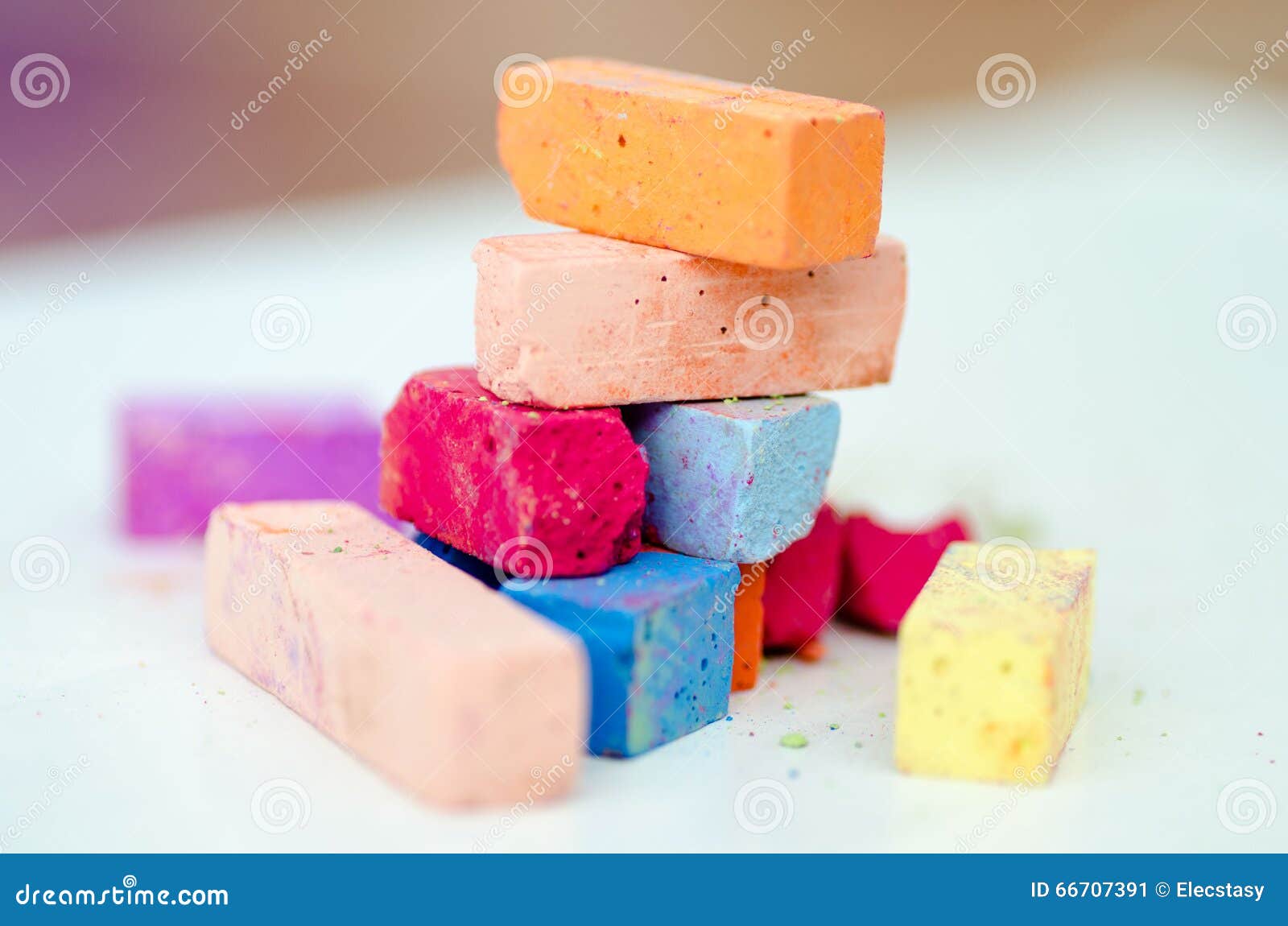 Bright Pieces of Chalk on White Background Stock Image - Image of ...