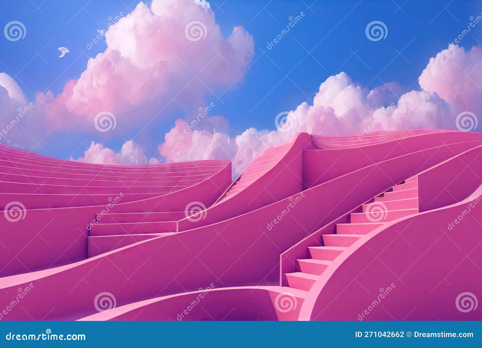 Bright Pink Abstract Steps of Stairs Rising Up Stock Illustration ...