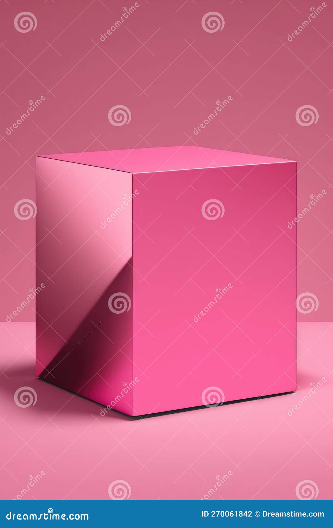 Bright Pink Angular Cube with Sharp Edges Podium, Empty Showcase for ...