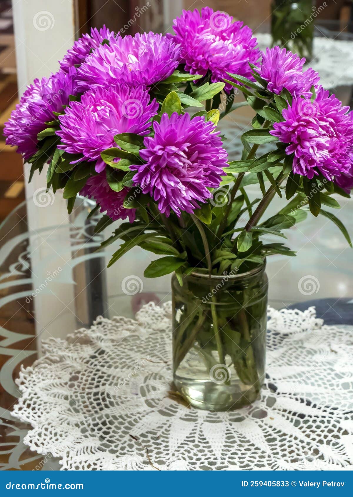 Pink Bouquet of Asters in a Vase Stock Image - Image of nature ...