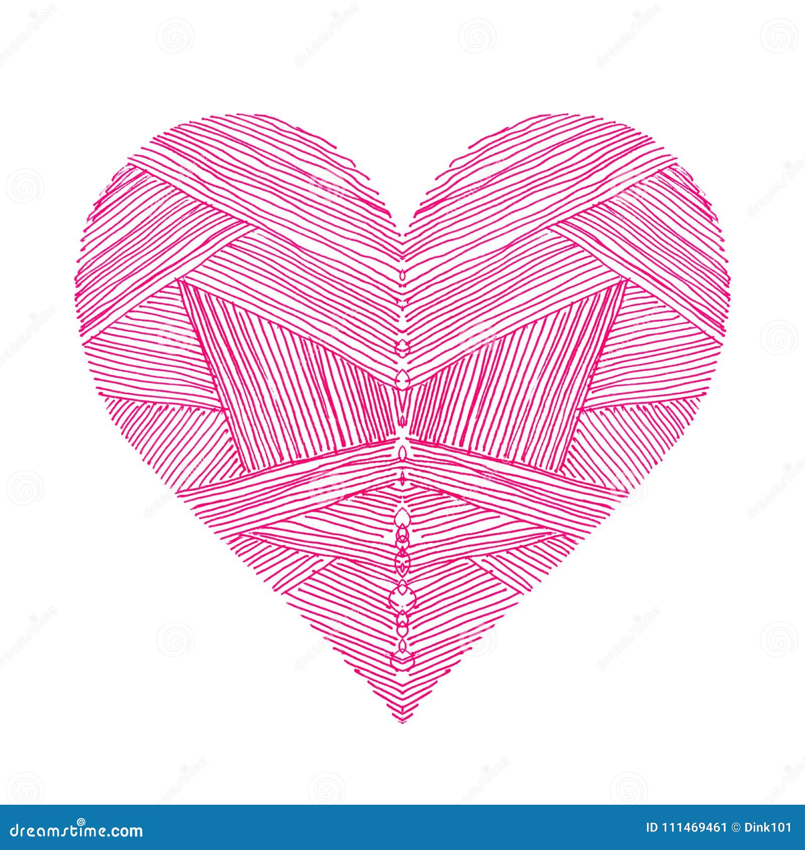 Bright Pink Heart with Abstract Pattern on White Background Stock ...