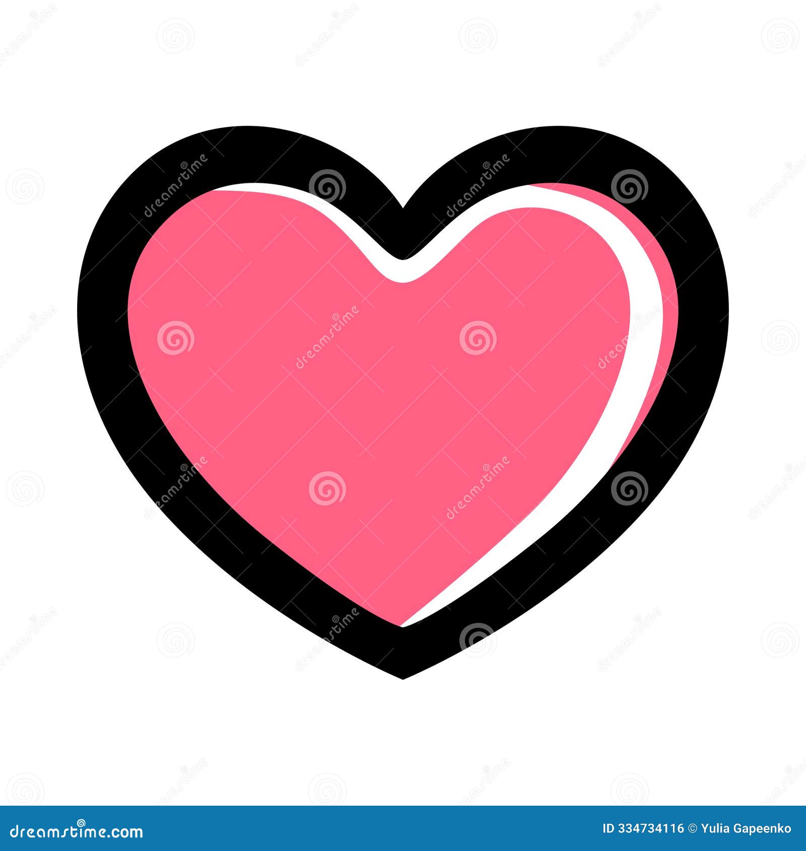 Bright Pink Heart with Bold Black Outline Stock Vector - Illustration ...