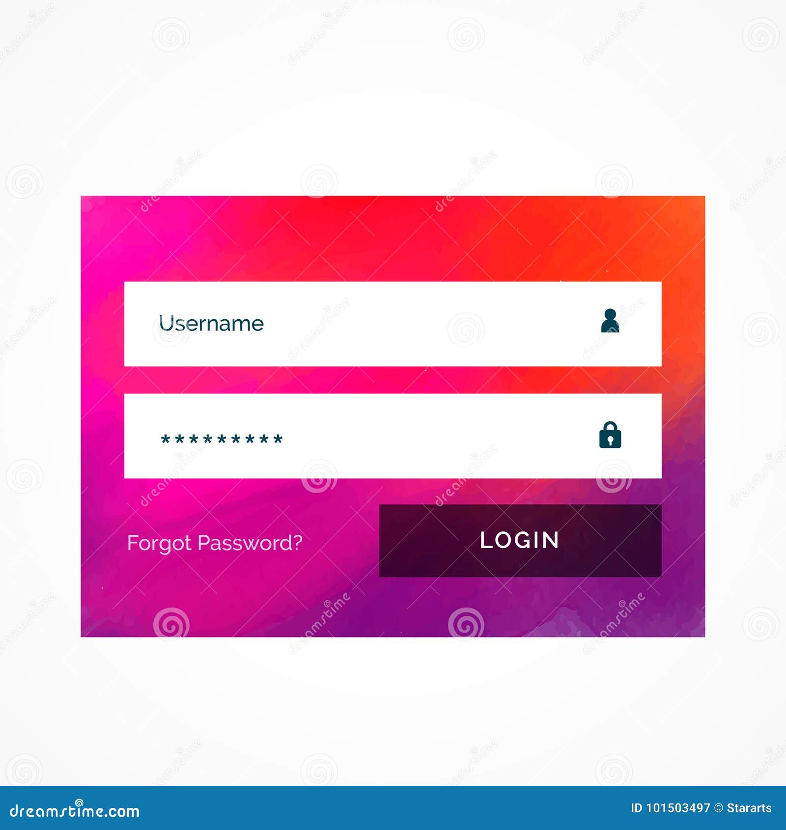 Bright Pink Login Form Template Design Stock Vector - Illustration of ...