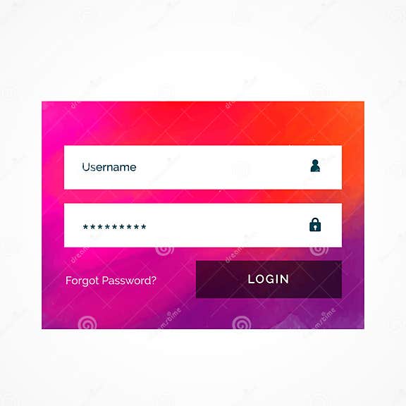 Bright Pink Login Form Template Design Stock Vector - Illustration of ...