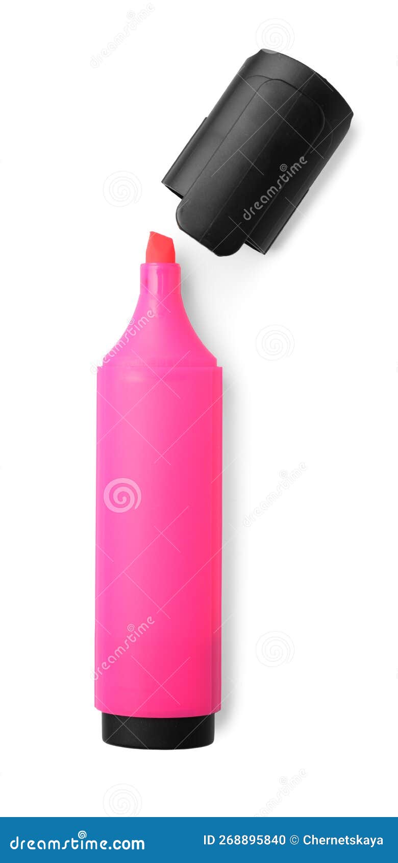 Bright Pink Marker Isolated on White, Top View Stock Photo - Image of ...