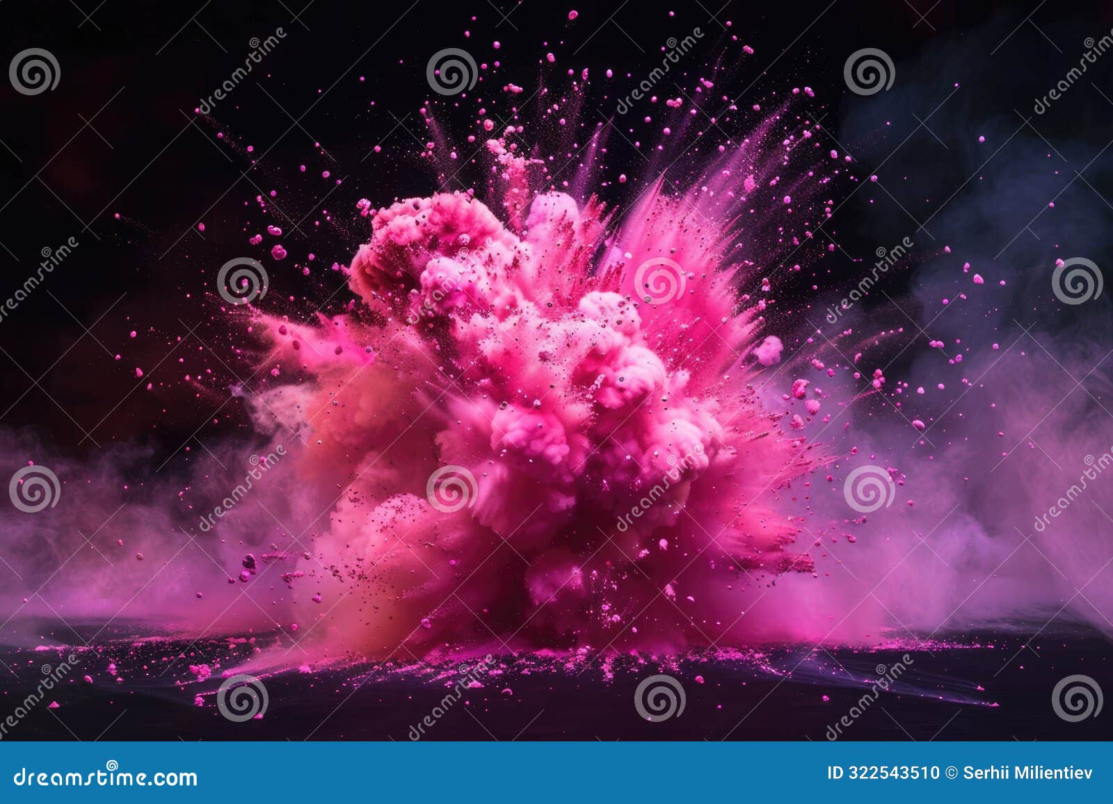 Bright Pink Paint Explosion Splash Abstract Background. Dust Explode on ...