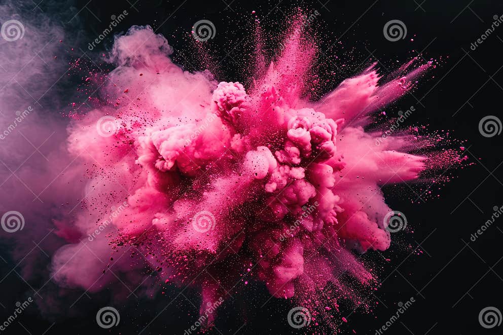 Bright Pink Paint Explosion Splash Abstract Background. Dust Explode on ...